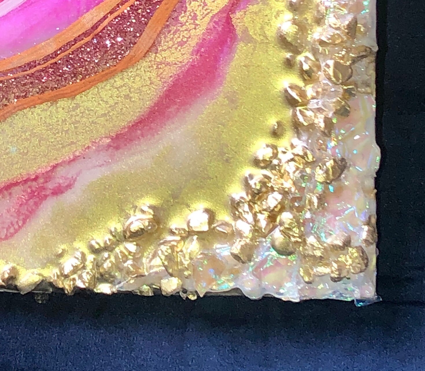 Pink and Rose Gold Geode Wall Art Painting 12x 12 on | Etsy