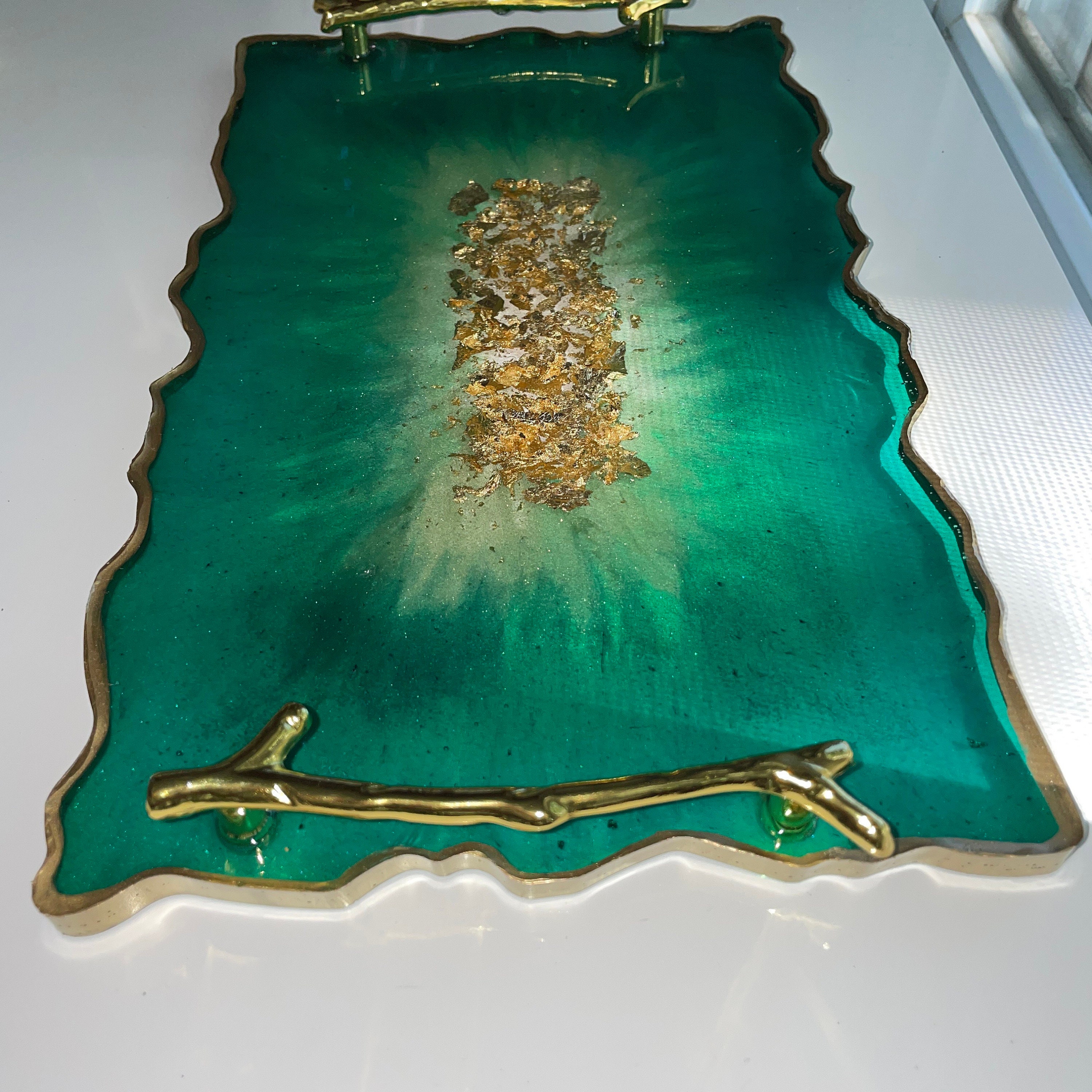 Resin Tray and Coaster Set Resin Tray With Handles and | Etsy