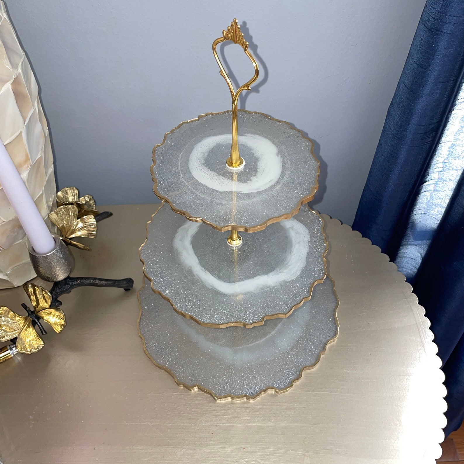 Resin Dessert Three Tiered Cake Stand Serving Tray With | Etsy