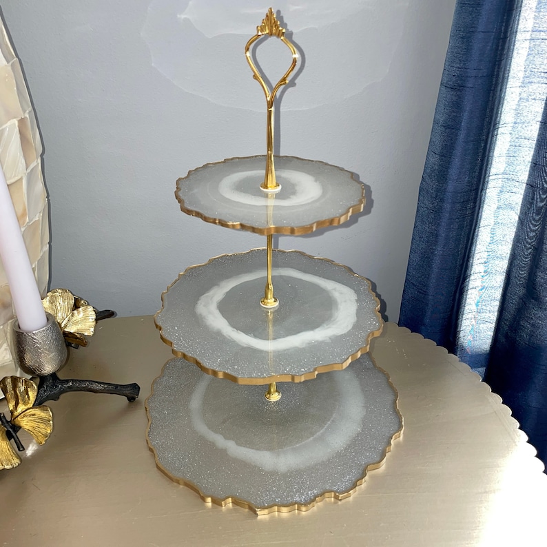 Resin Dessert Stand Geode Agate Three Tiered Cake Stand - Etsy