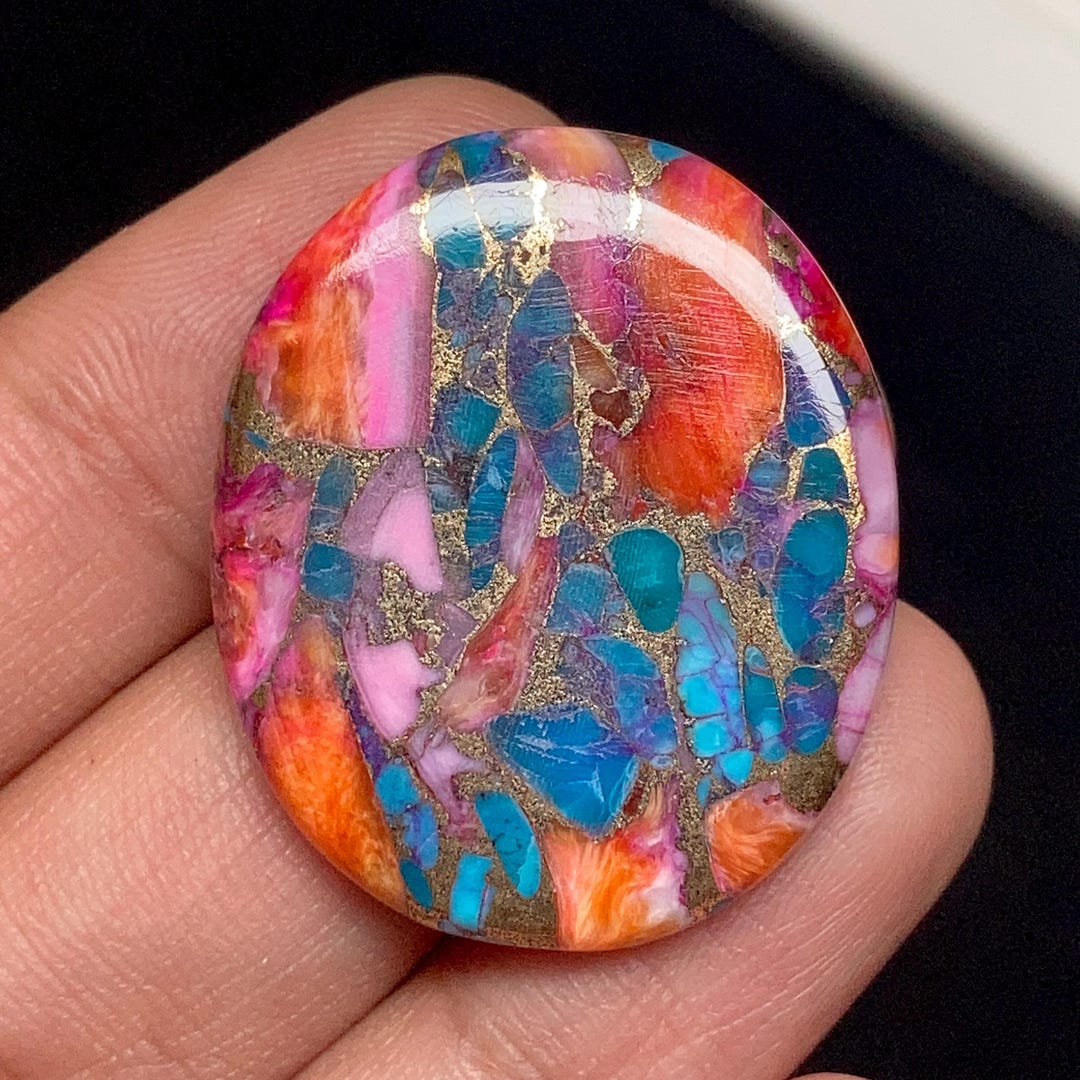 Pink Mohave Copper Turquoise Cabochons 30x25x4mm, Natural Semi Precious ...