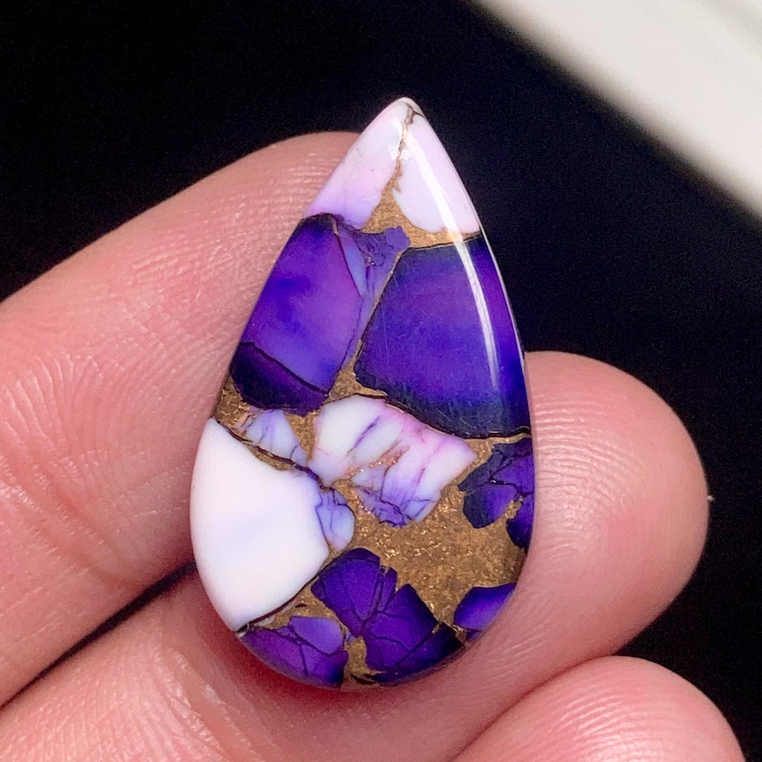 Pear Kingman Turquoise Cabochon, Purple Rose Copper Mohave Turquoise ...