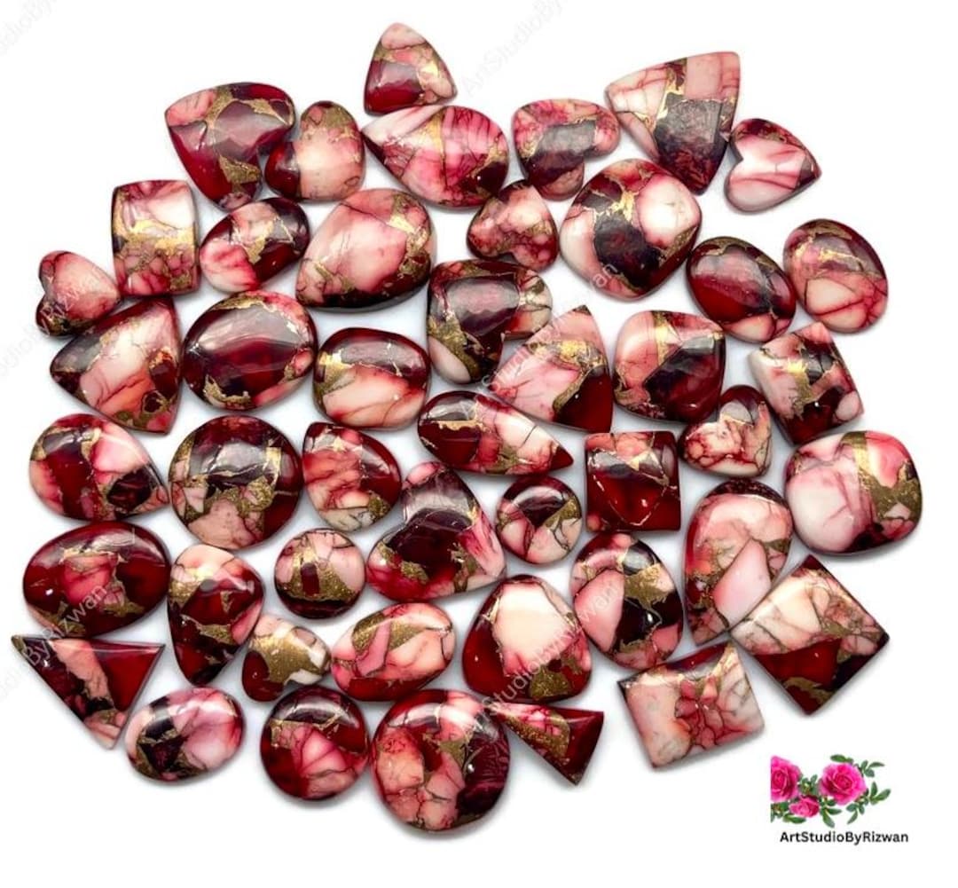 Red Rose Dahlia Mohave Turquoise Cabochon Lot, Wholesale Lot by Weight ...
