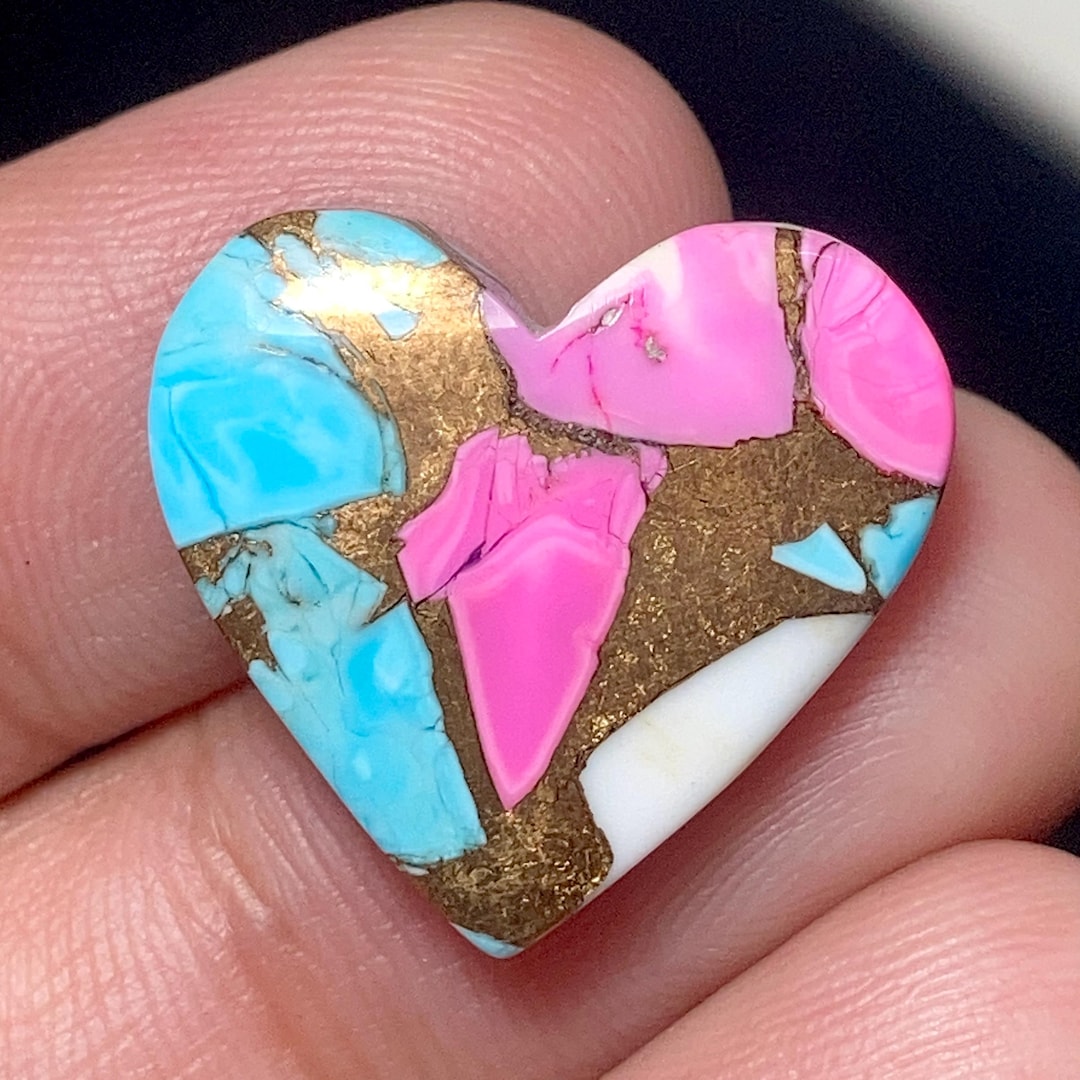 Heart Cotton Candy Dahlia Turquoise Cabochon, (19x19x4mm, 12.70ct) Gift ...