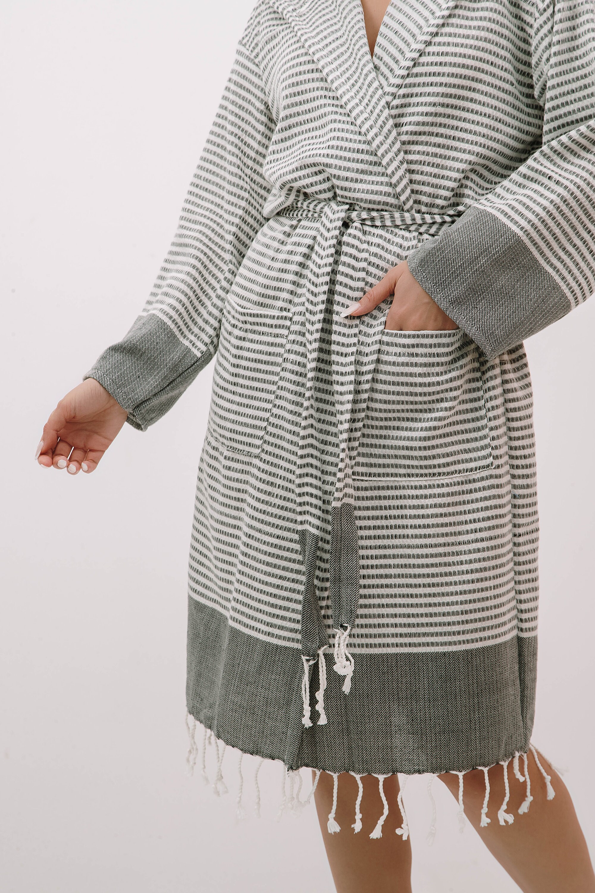 Turkish bamboo hooded robe Kimono robe Bathrobe for woman & | Etsy