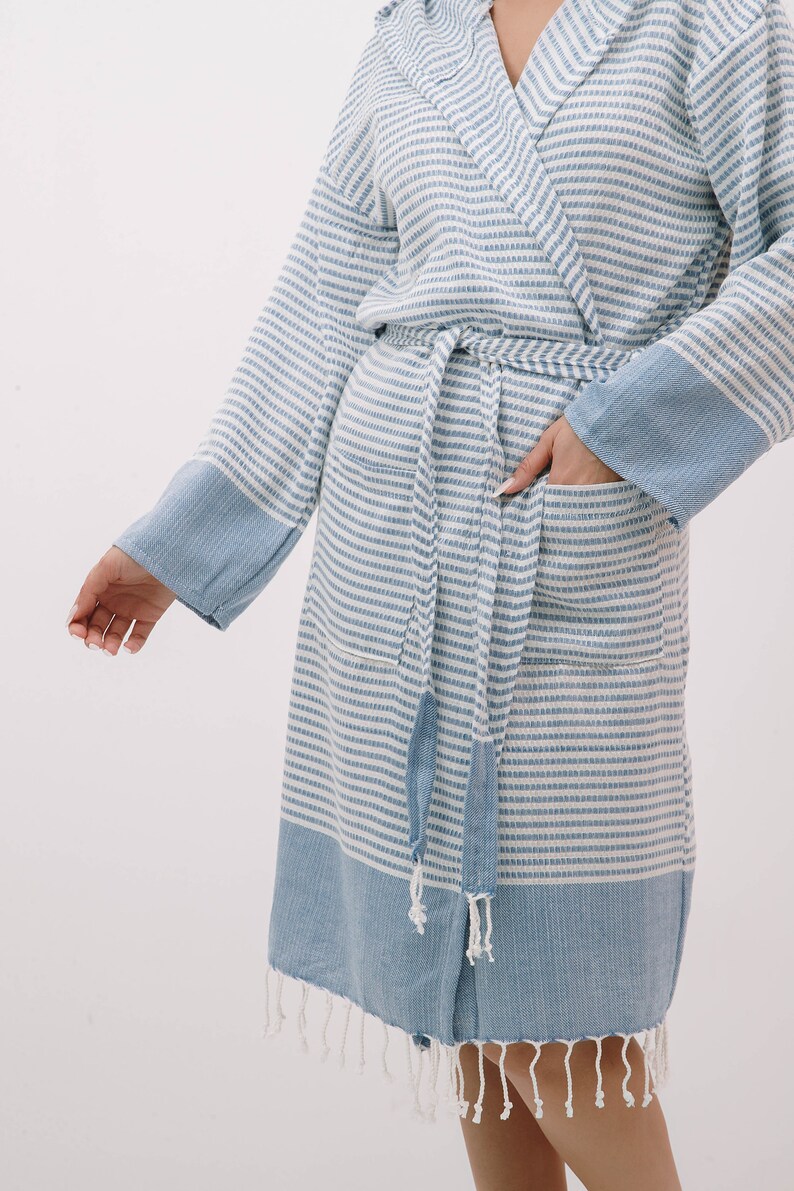 Turkish Bamboo Hooded Robe Kimono Robe Bathrobe for Woman & - Etsy