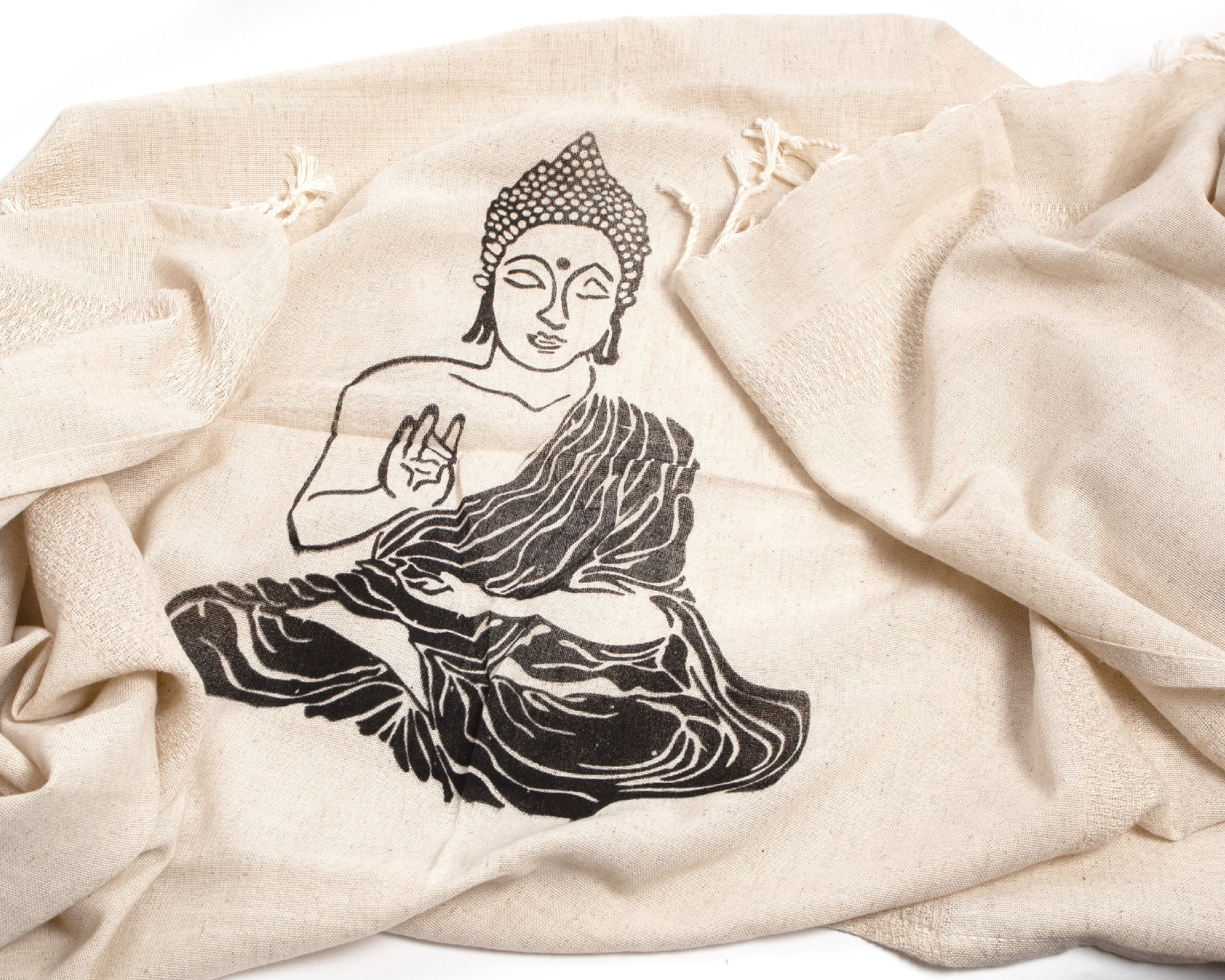Linen Decals Buddha Pattern Meditation Robe, Linen Kimono, Dressing ...