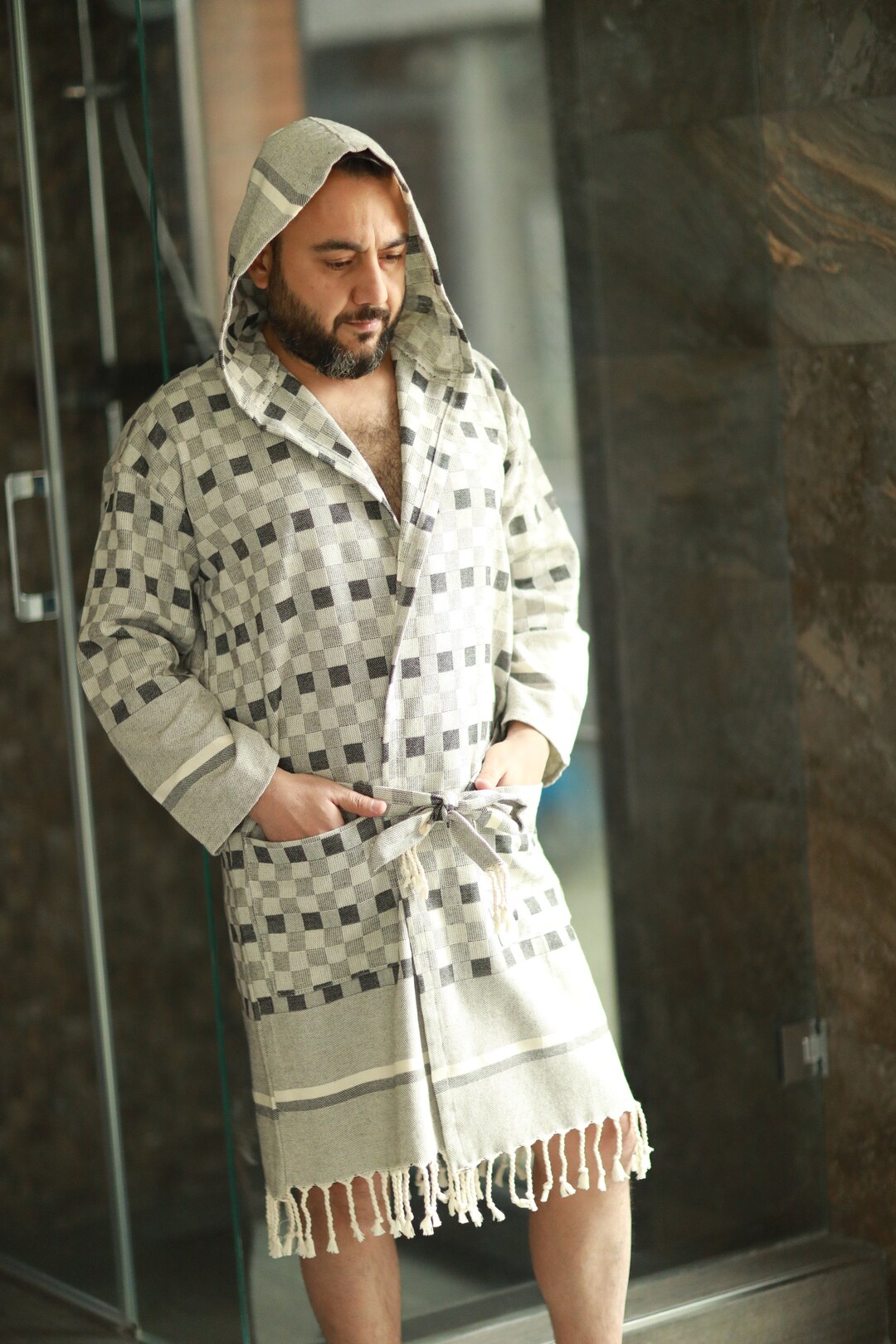 Men's Hooded Turkish Cotton Bathrobe, Gift for Men & for Women, Unisex ...