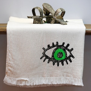 Turkish Cotton Green Evil Eye Kimono, Cardigan Robe, Evil Eye Ethnic ...