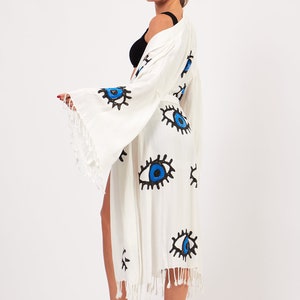 Evil Eye Bamboo Soft and Thin Bathrobe, Kimono Robe, Beach Robe ...