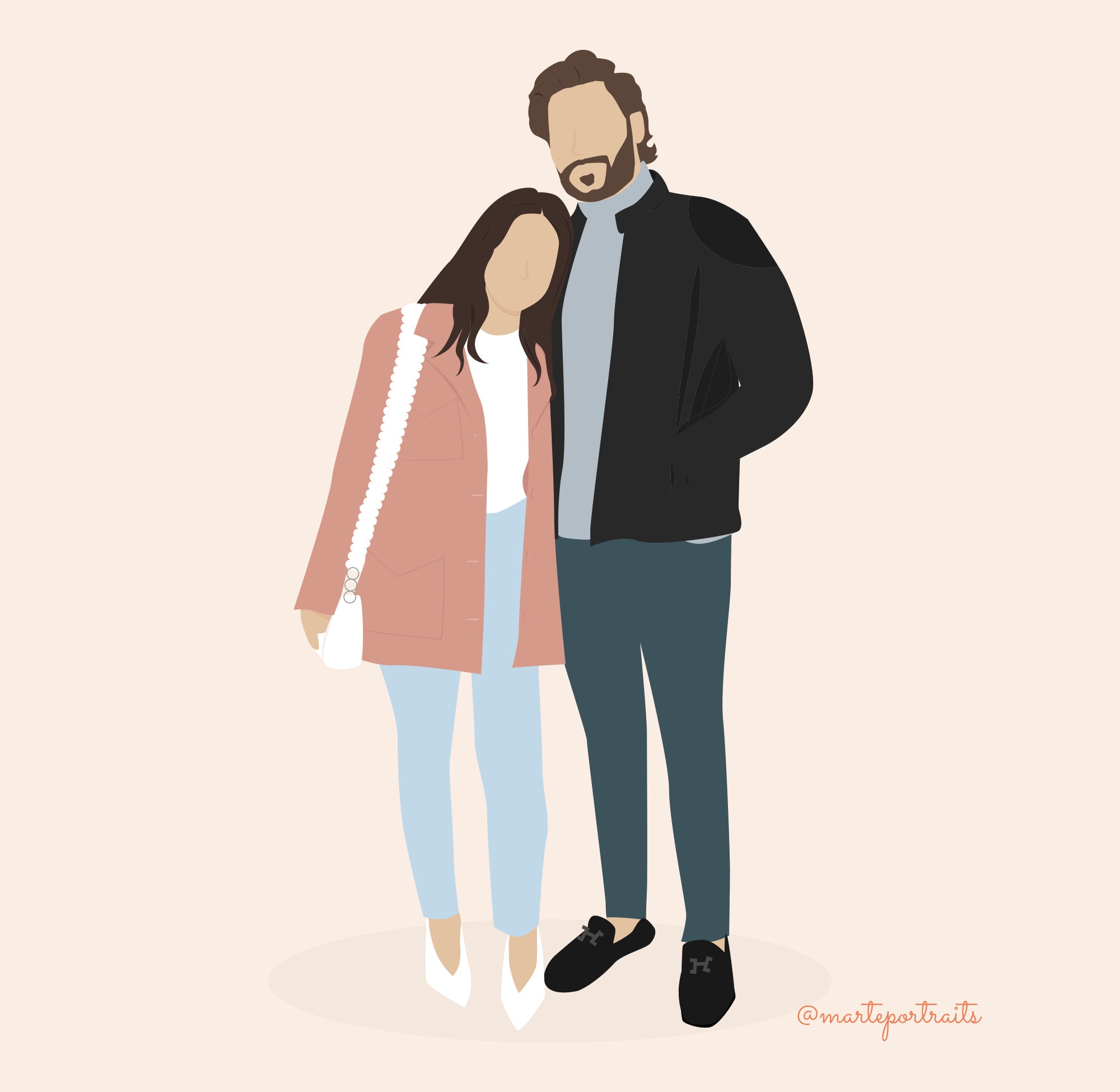 Faceless Drawing Portrait Custom Faceless Portrait From - Etsy