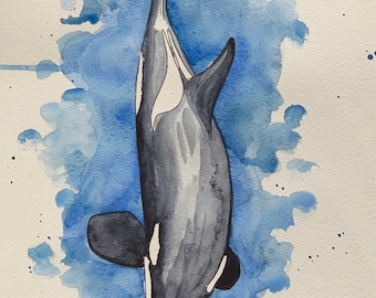 Orca Watercolor Painting - Etsy