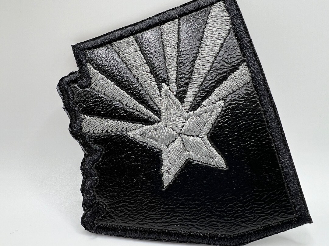 Handmade Arizona Flag Patch: Black & Gray Embroidered Iron-on - Etsy