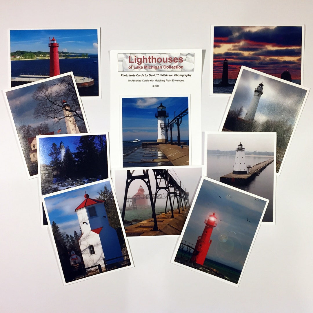 Lighthouses of Lake Michigan Photo Note Card Collection - Set of 10 - Etsy