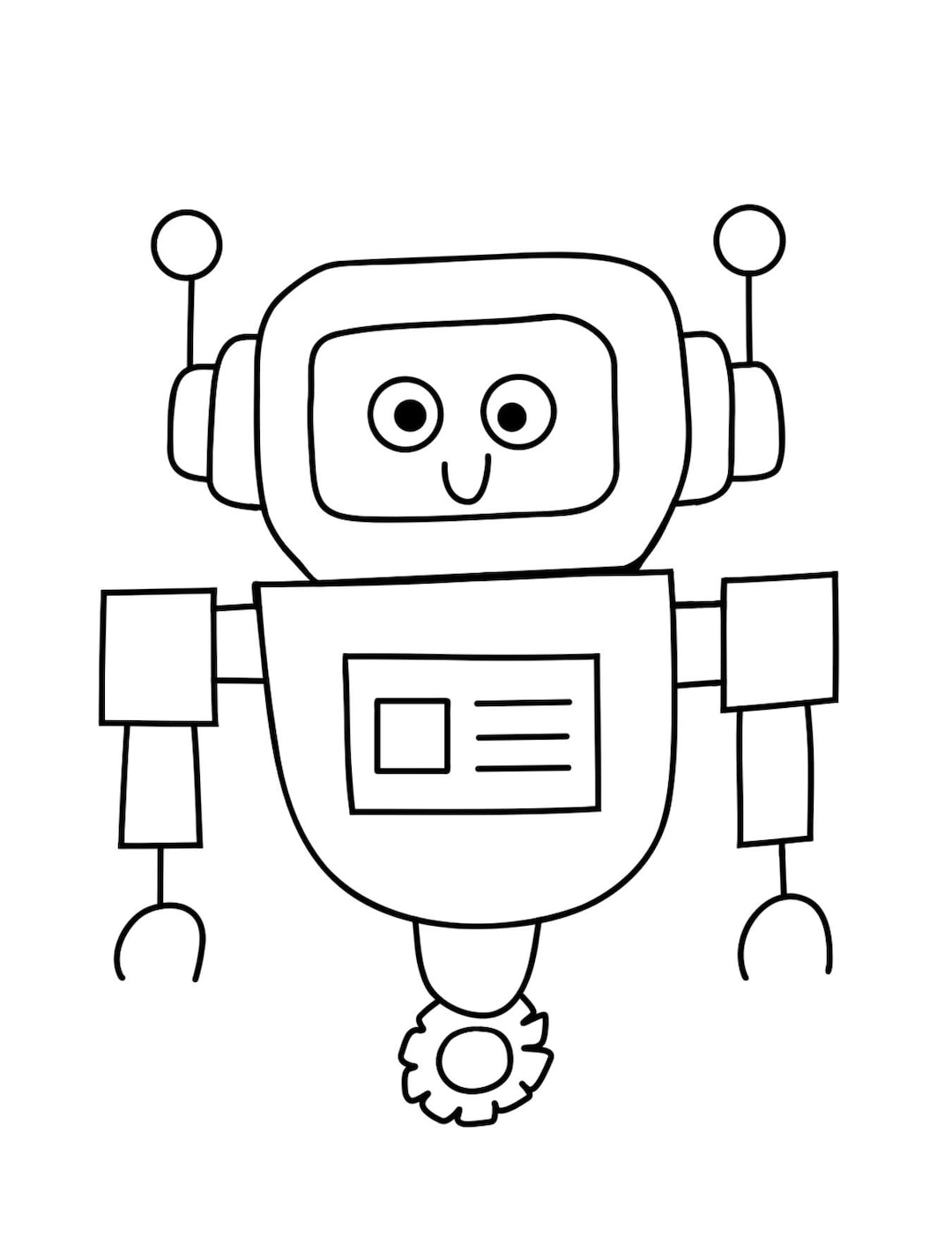 Robot Coloring Pages for Kids, Simple Robot Designs (PDF Download) - Etsy
