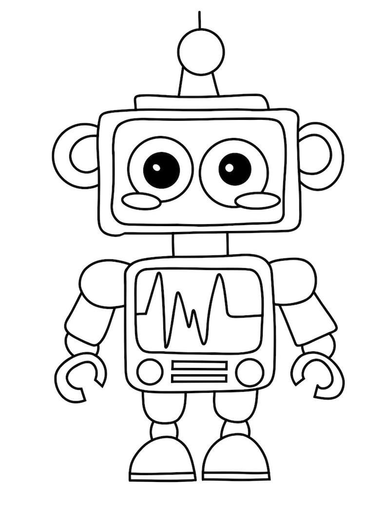 Robot Coloring Pages for Kids, Simple Robot Designs (PDF Download) - Etsy