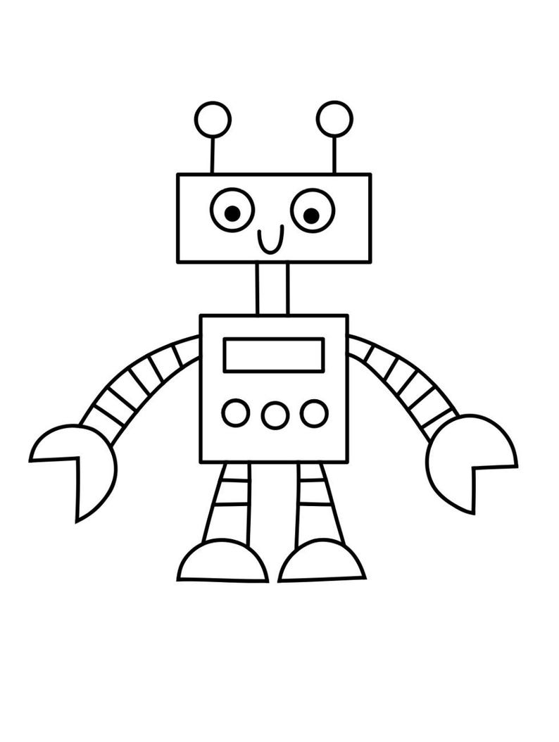 Robot Coloring Pages for Kids, Simple Robot Designs (PDF Download) - Etsy