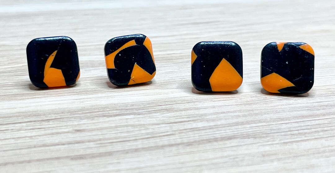 Halloween Black Orange Abstract / Bengals Clay Stud Earrings ...