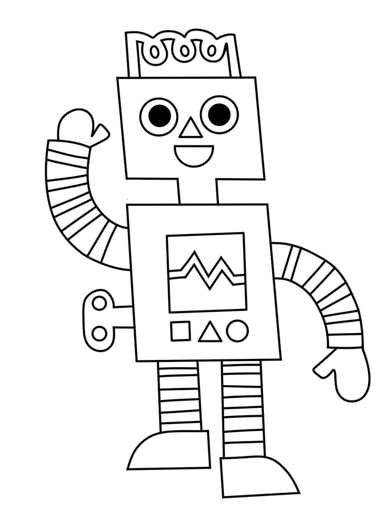 Robot Coloring Pages for Kids, Simple Robot Designs (PDF Download) - Etsy