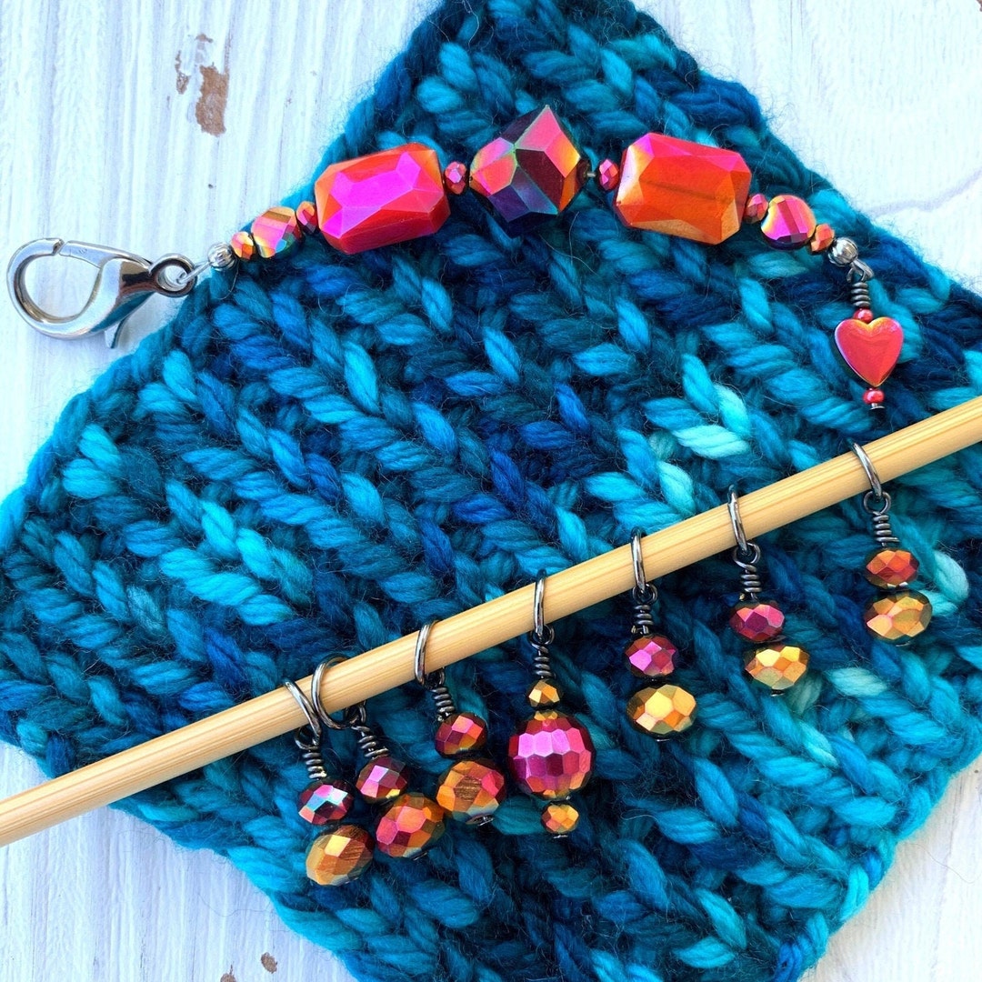 Red and Pink Shift Stitch Marker Set - Etsy