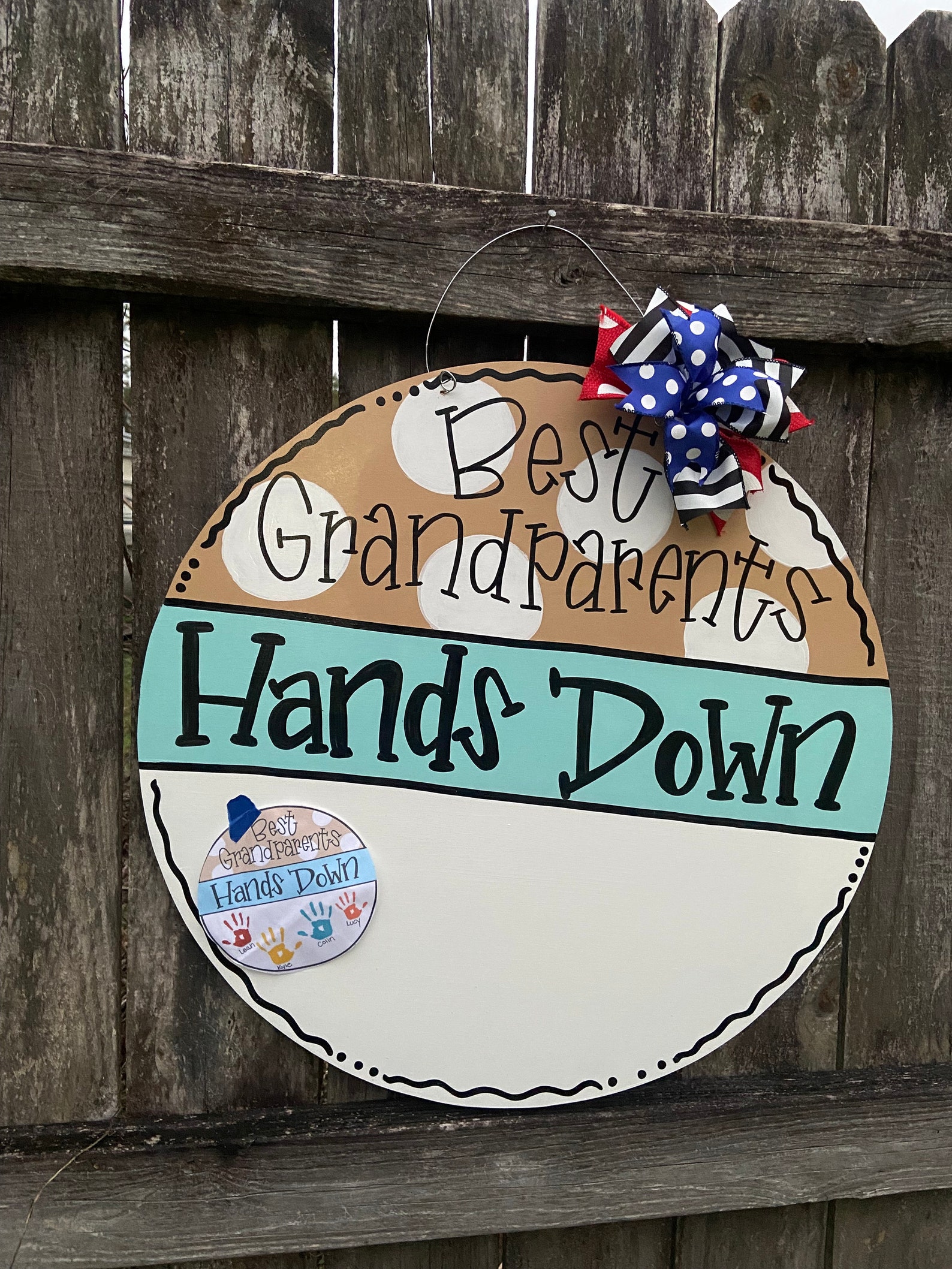 Best Grandparents Door Hanger, Handprint Door Hanger - Etsy