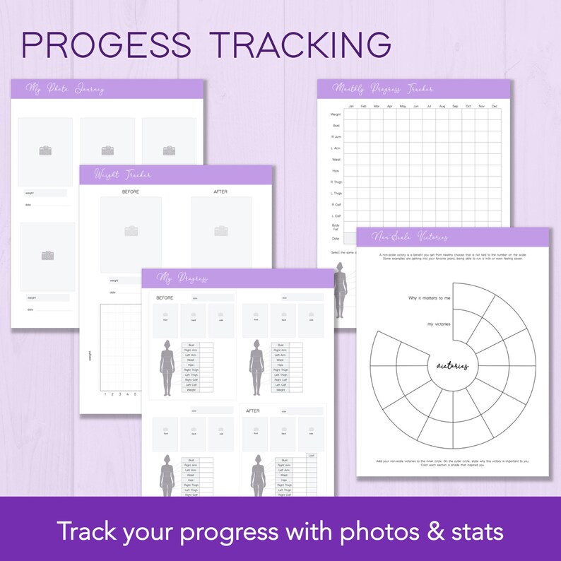 PRINTABLE Fitness Planner, Workout Planner, Weight Loss Tracker, Meal ...