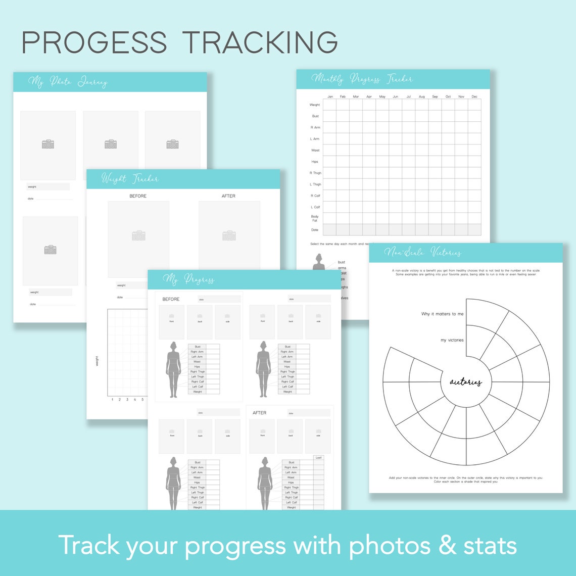 PRINTABLE Fitness Planner, Workout Planner, Weight Loss Tracker, Meal ...