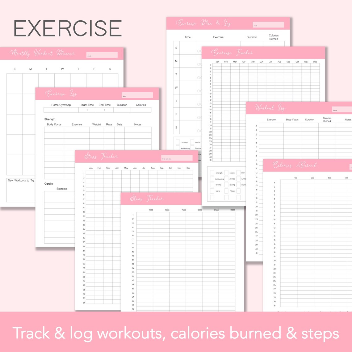 PRINTABLE Fitness Planner Workout Planner Weight Loss - Etsy