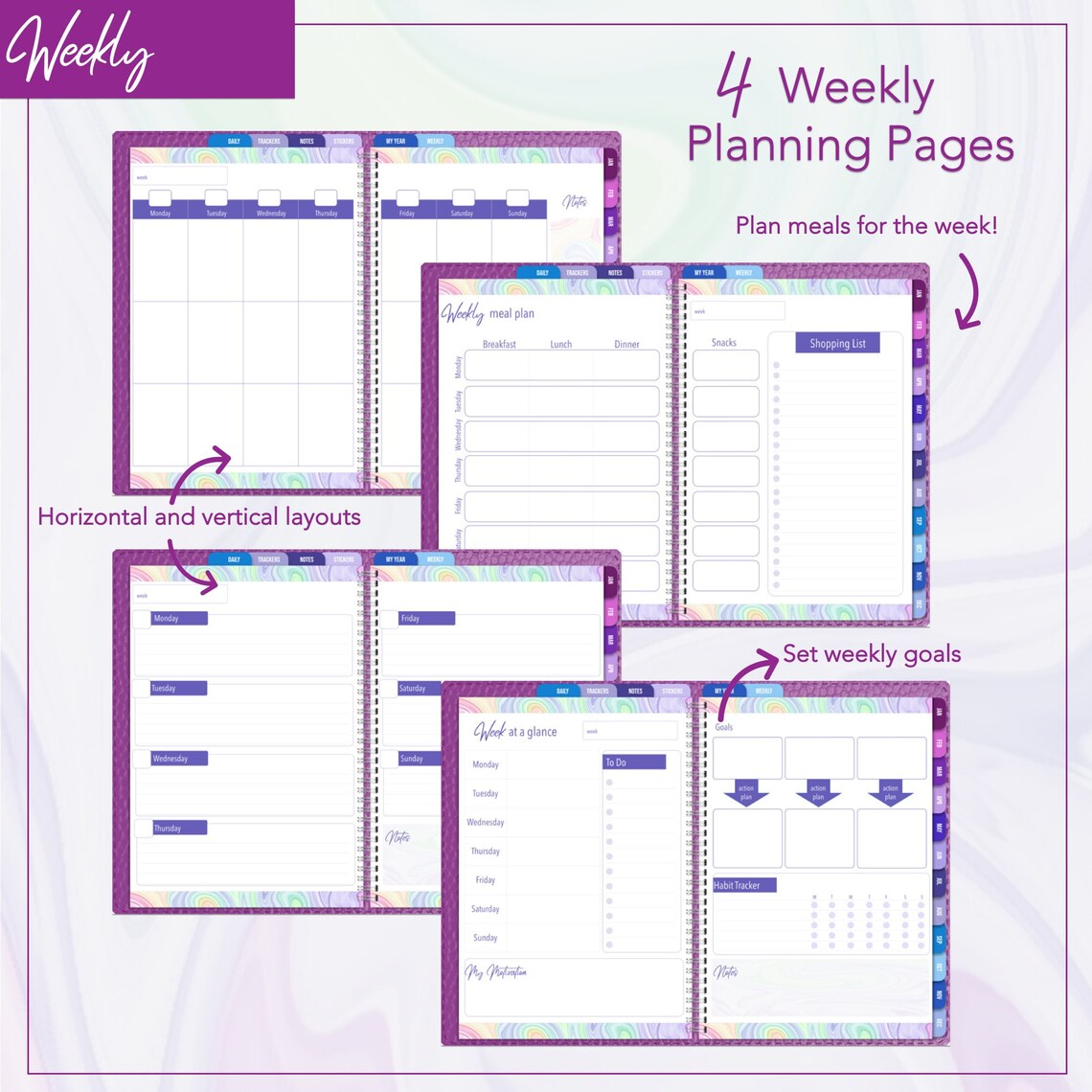 Undated Digital Planner MONDAY START Goodnotes Planner iPad - Etsy