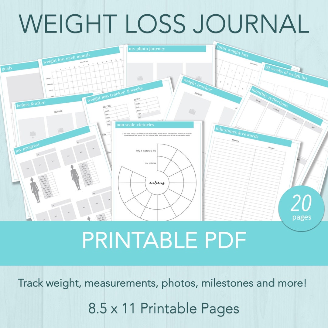 PRINTABLE Weight Loss Journal, Weight Loss Tracker, Fitness Journal ...