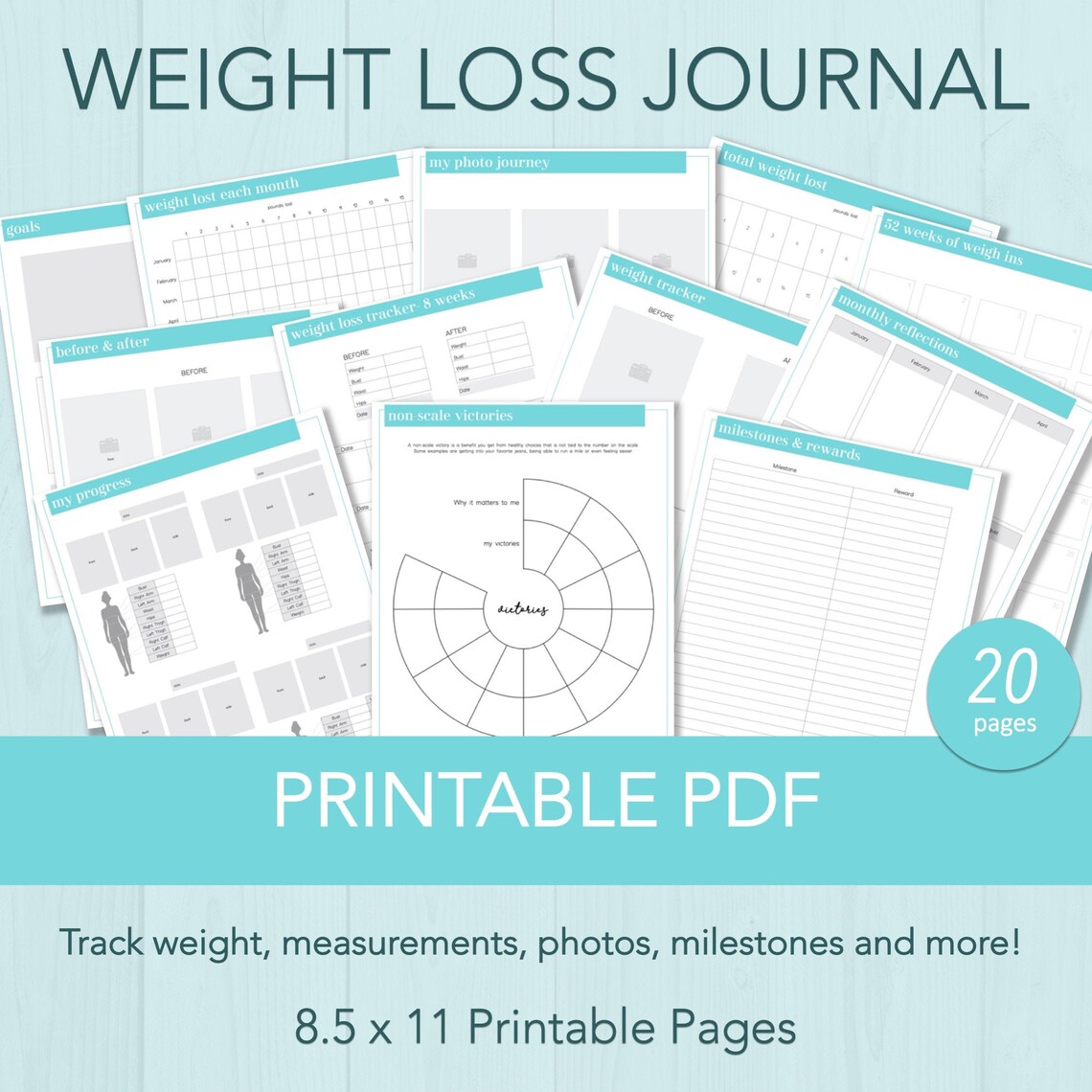 PRINTABLE Weight Loss Journal, Weight Loss Tracker, Fitness Journal ...