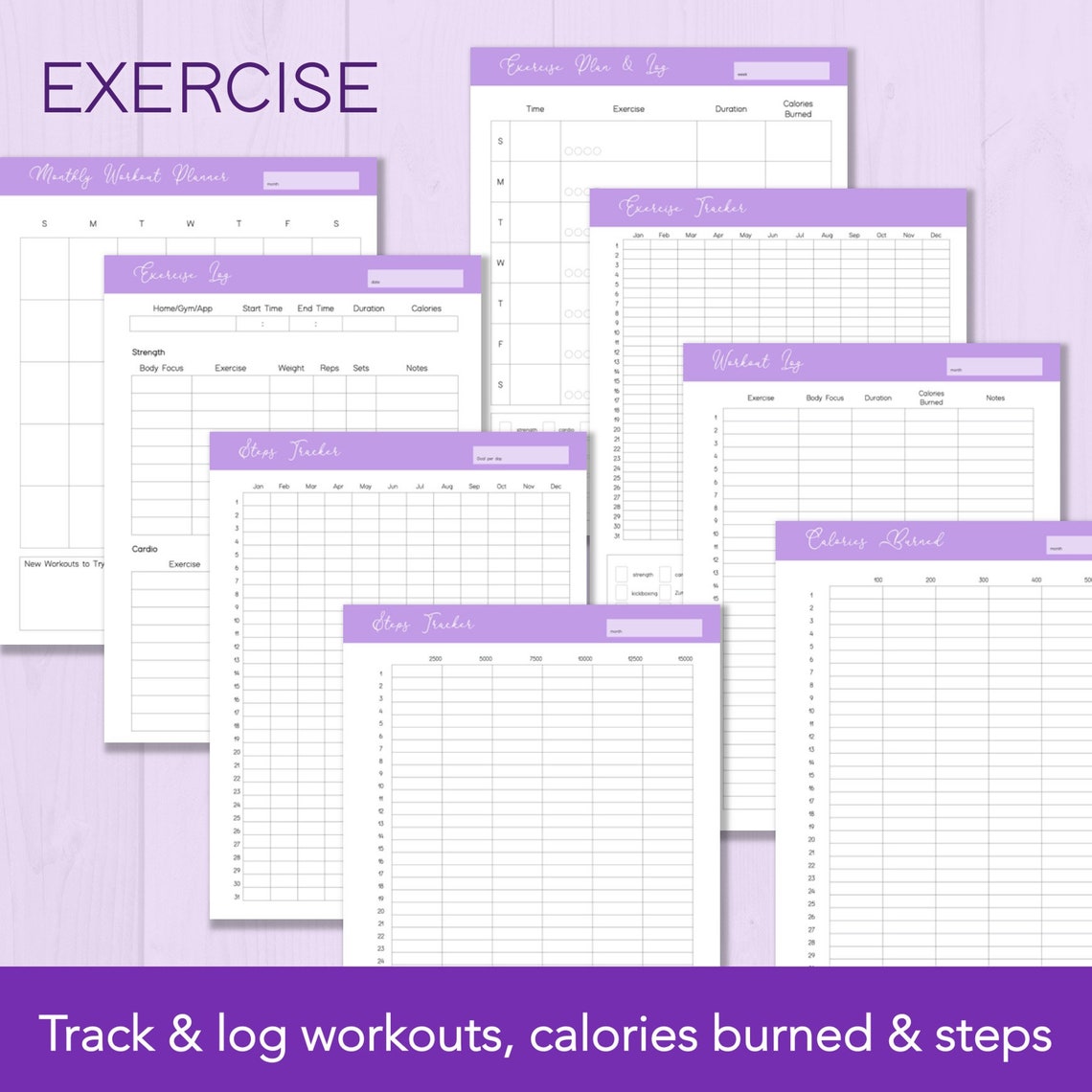 PRINTABLE Fitness Planner Workout Planner Weight Loss - Etsy