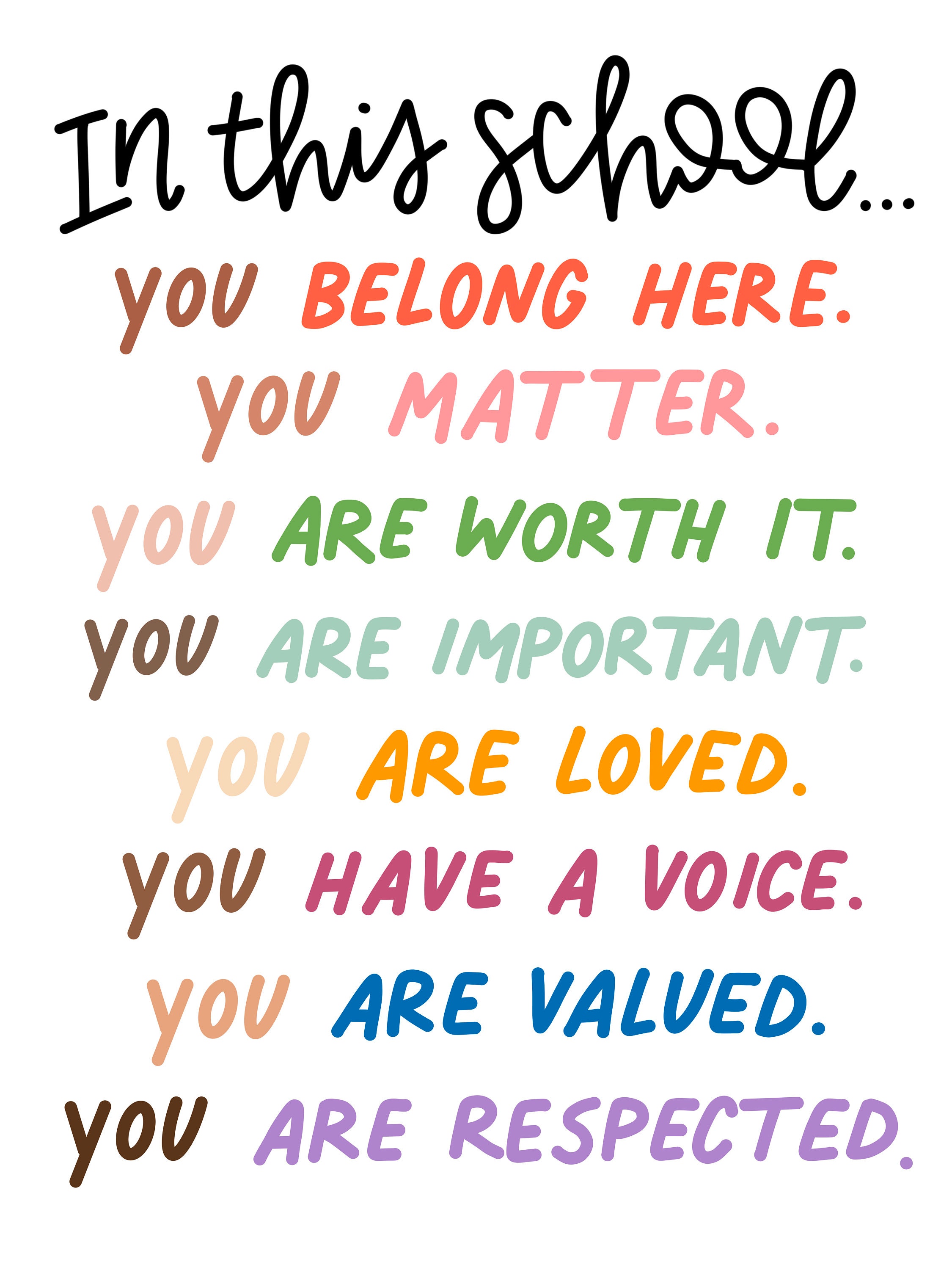 In This School You Are.... / Classroom Decor / Classroom Poster ...