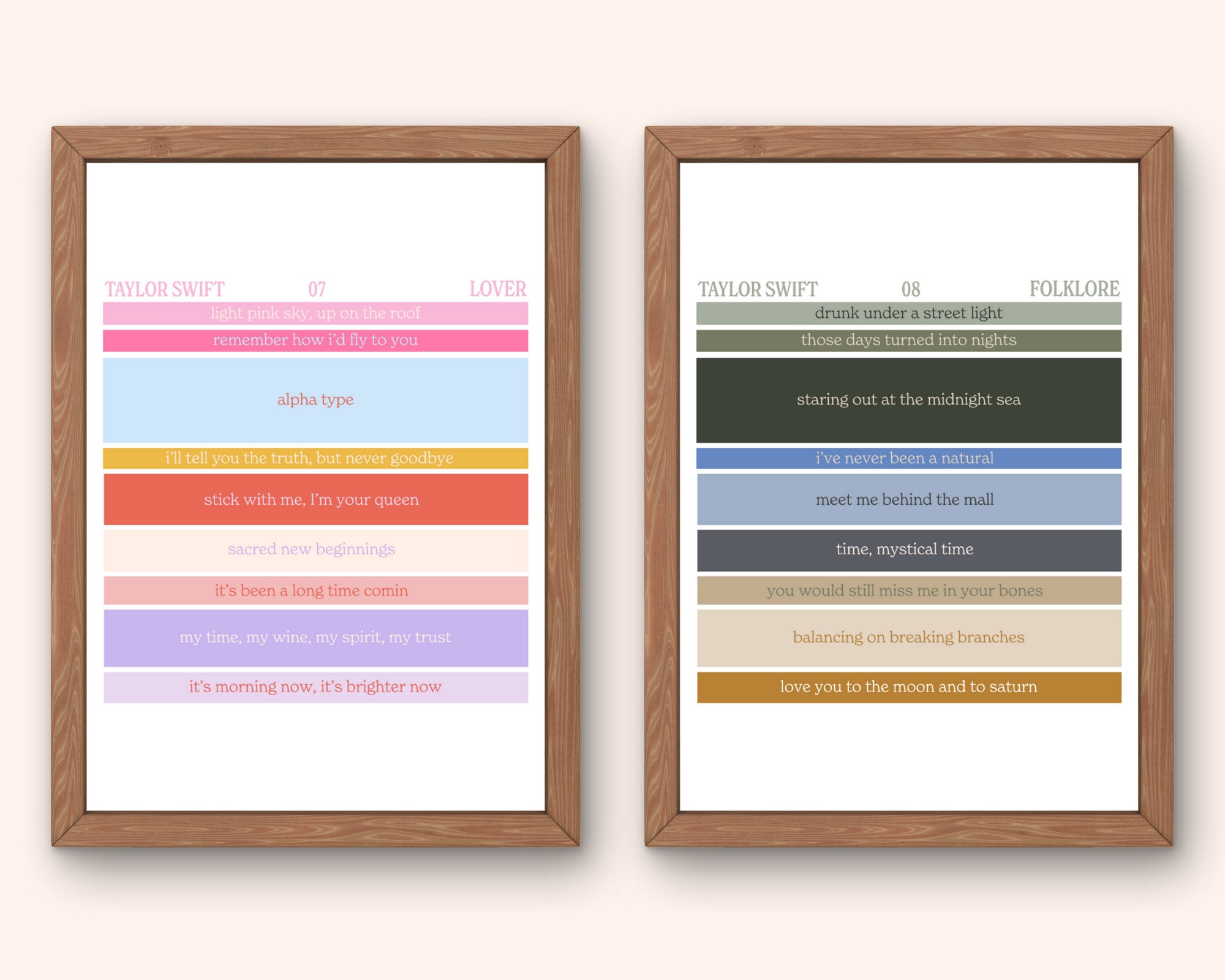Taylor Swift Full Collection / Color Palettes for Each Era / - Etsy