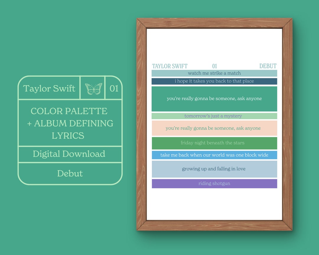 Taylor Swift Debut Album Color Palette Taylor Swift Fan Art - Etsy