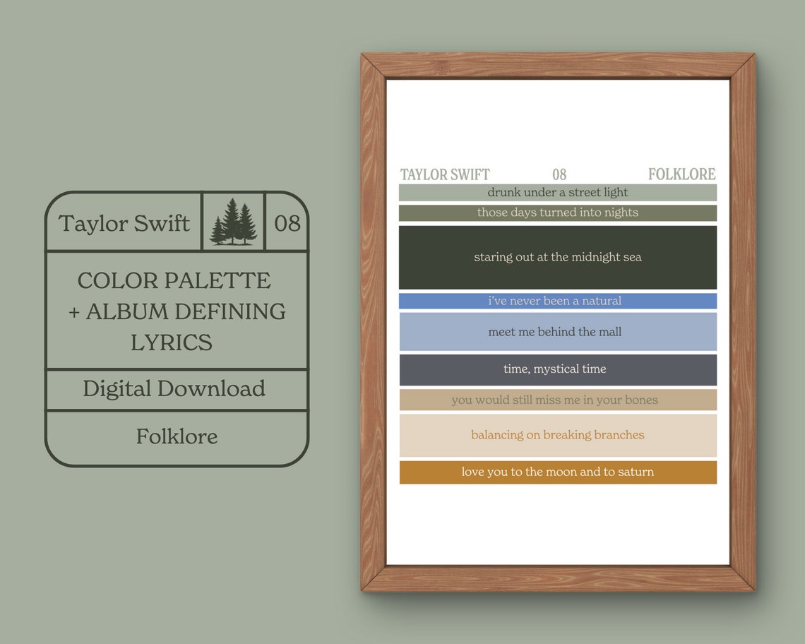 Taylor Swift Folklore Color Palette Taylor Swift Fan Art - Etsy