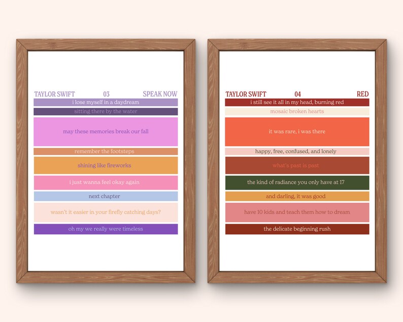 Taylor Swift Full Collection / Color Palettes for Each Era / Printable ...