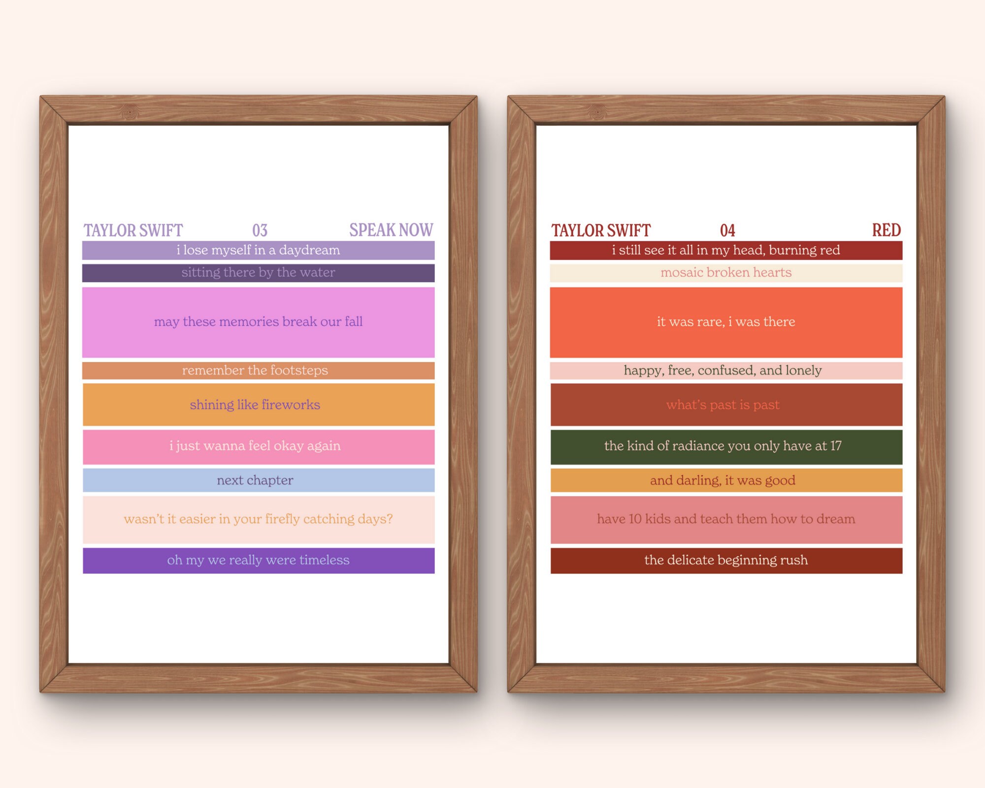 Taylor Swift Full Collection / Color Palettes for Each Era / Printable ...
