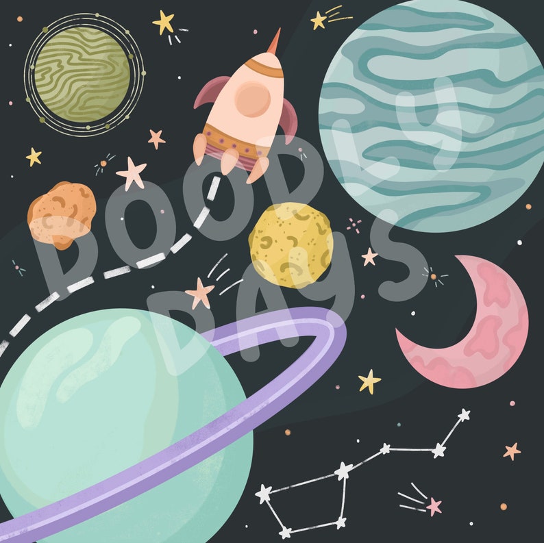 DIGITAL DOWNLOAD | Space Jam Doodle | Art Print | Space Art - Etsy