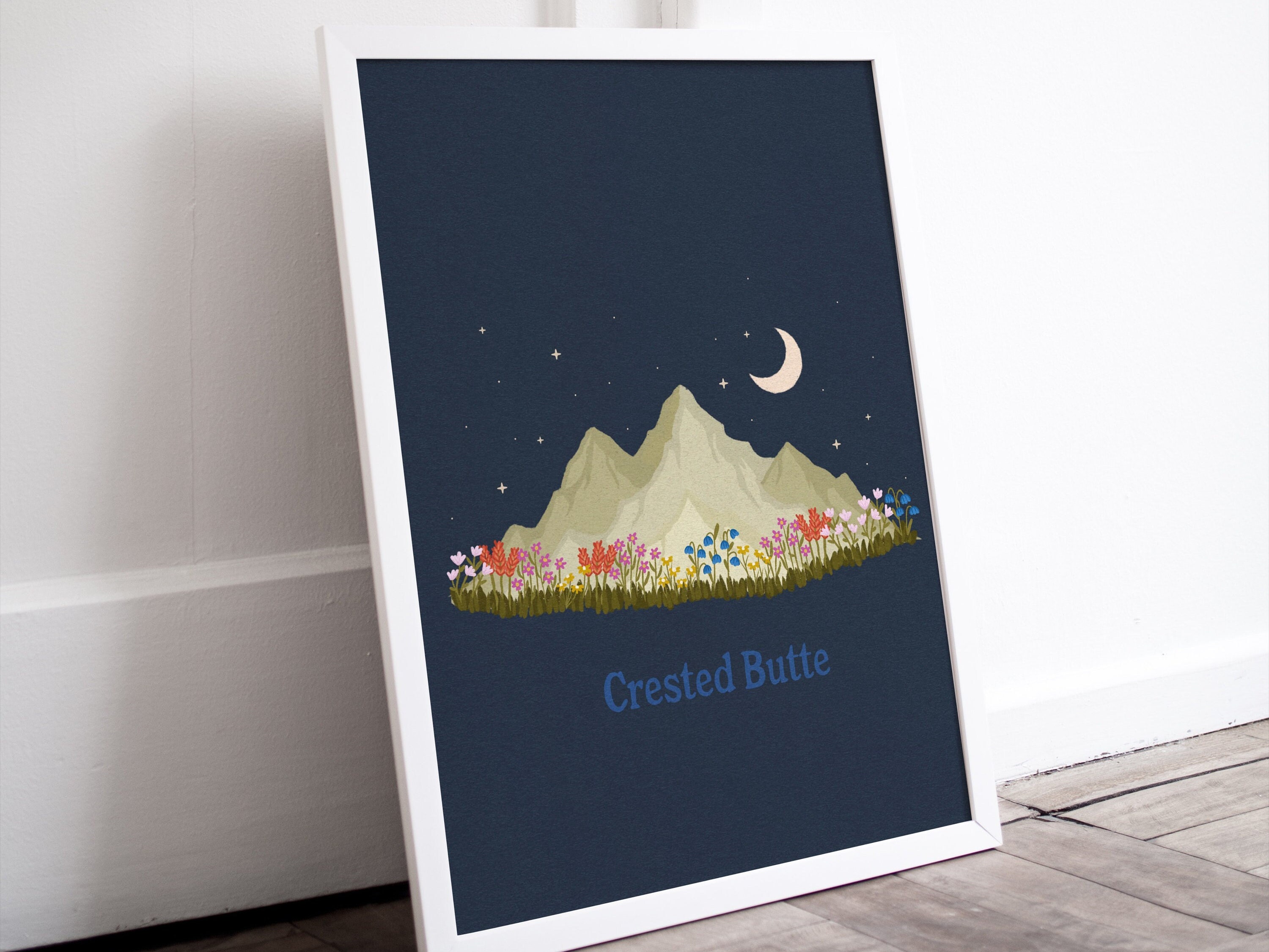 Crested Butte Colorado Wall Art / Mountain Wildflowers Drawing ...