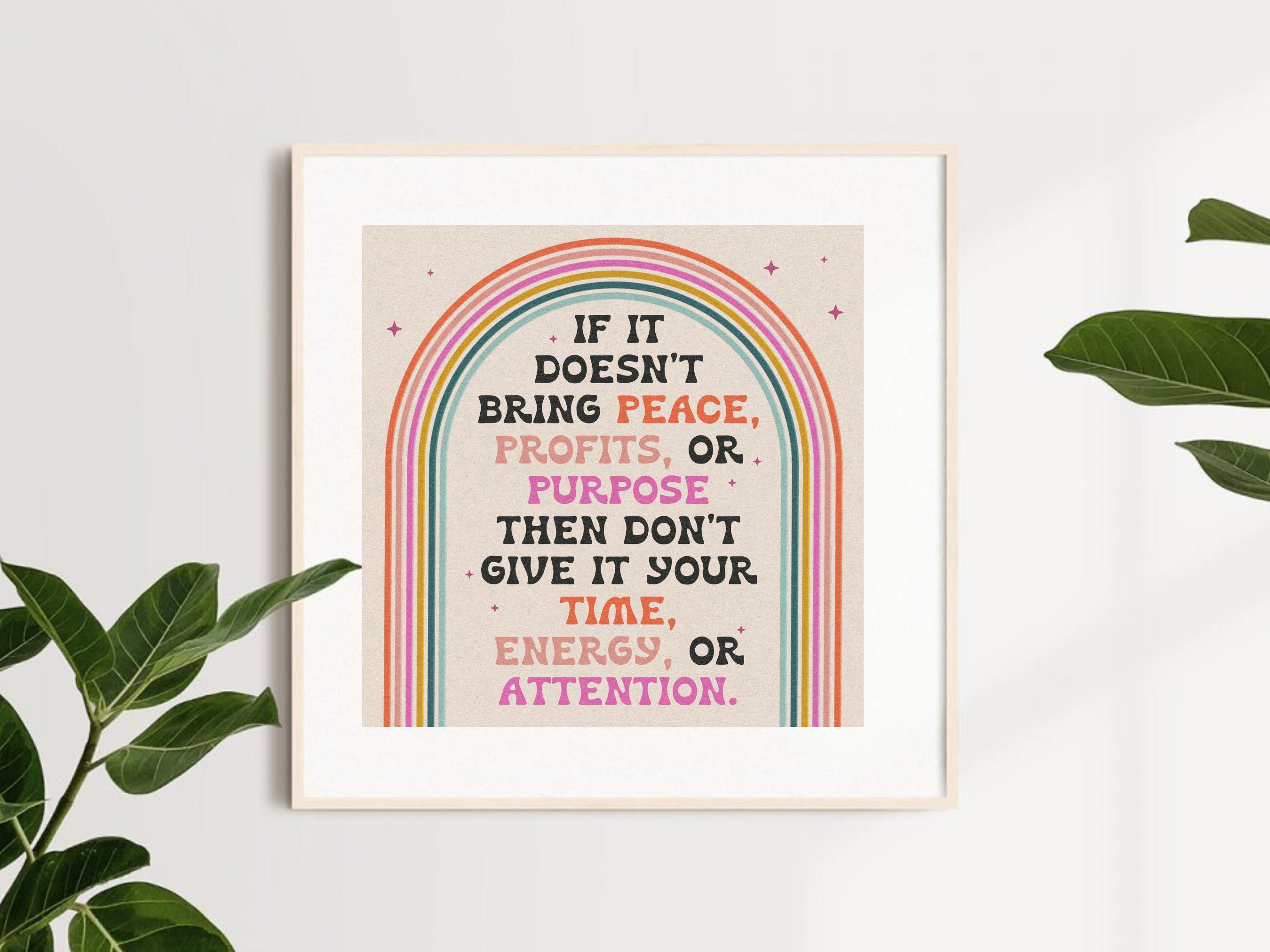 DIGITAL DOWNLOAD | Profits, Peace, Purpose Quote | Rainbow Art Design ...
