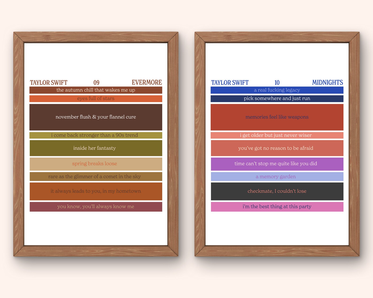 Taylor Swift Full Collection / Color Palettes for Each Era / - Etsy