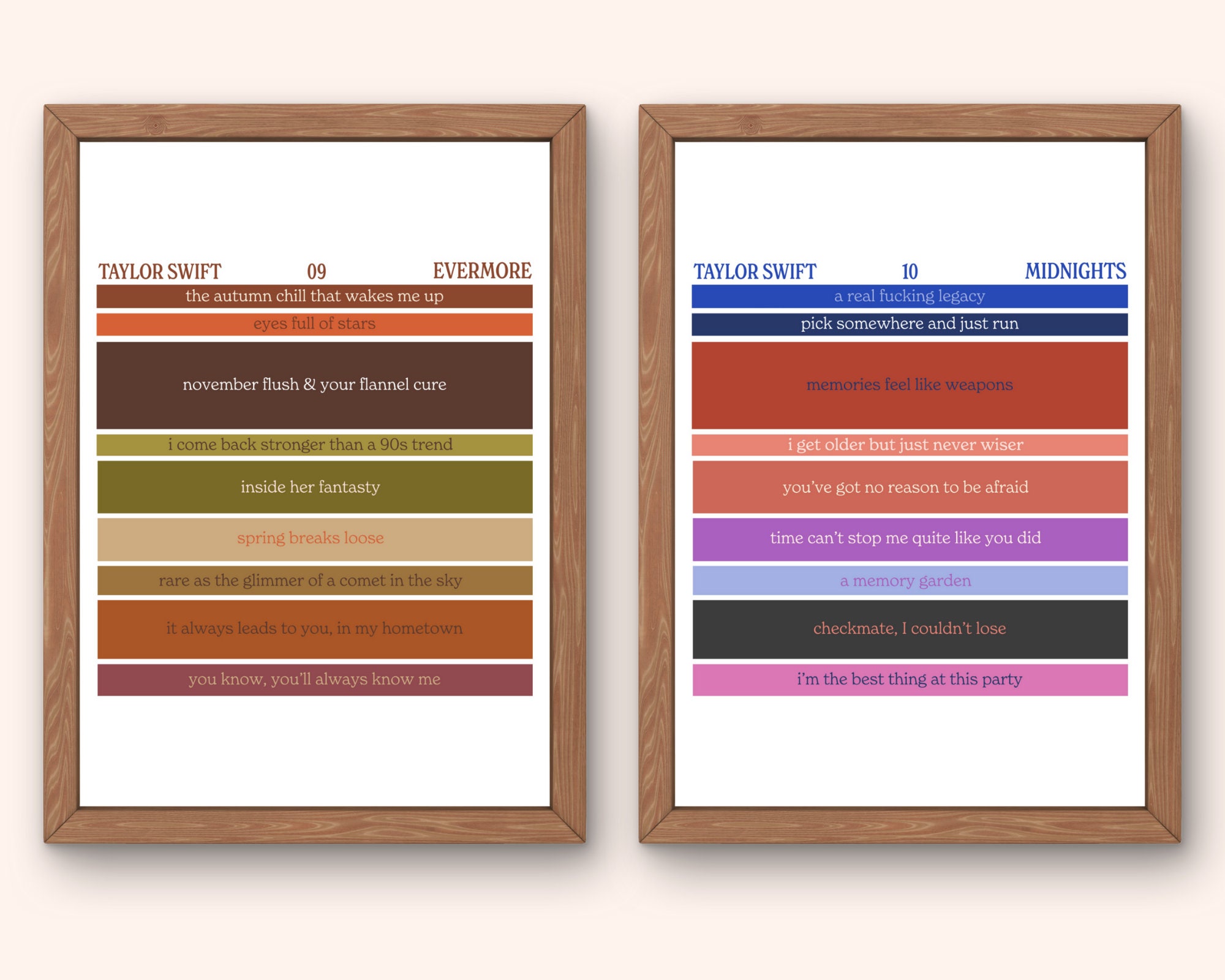 Taylor Swift Full Collection / Color Palettes for Each Era / - Etsy