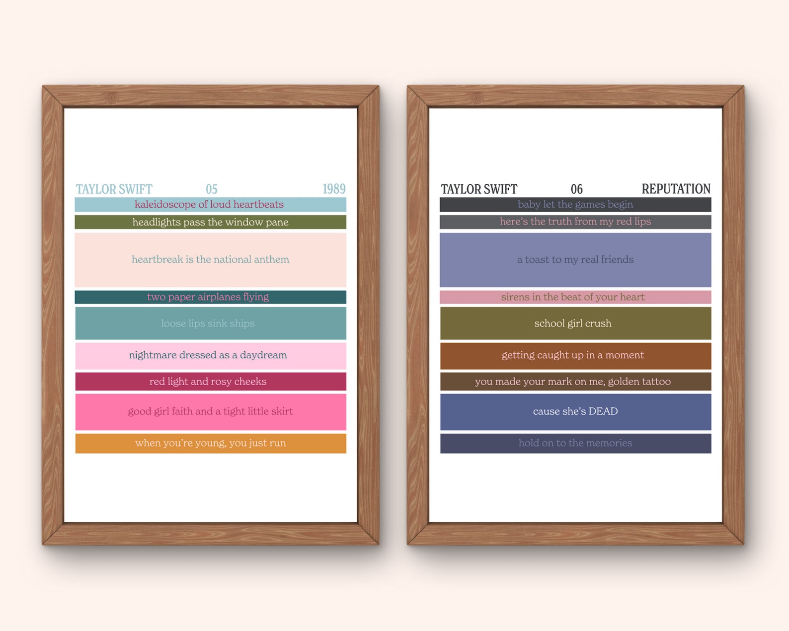 Taylor Swift Full Collection / Color Palettes for Each Era / Printable ...