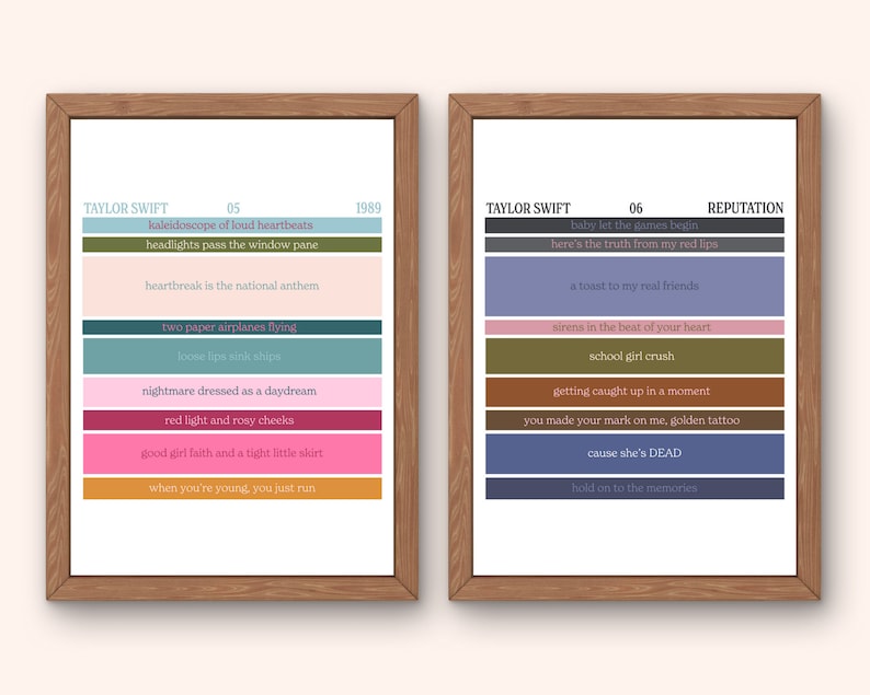 Taylor Swift Full Collection / Color Palettes for Each Era / - Etsy