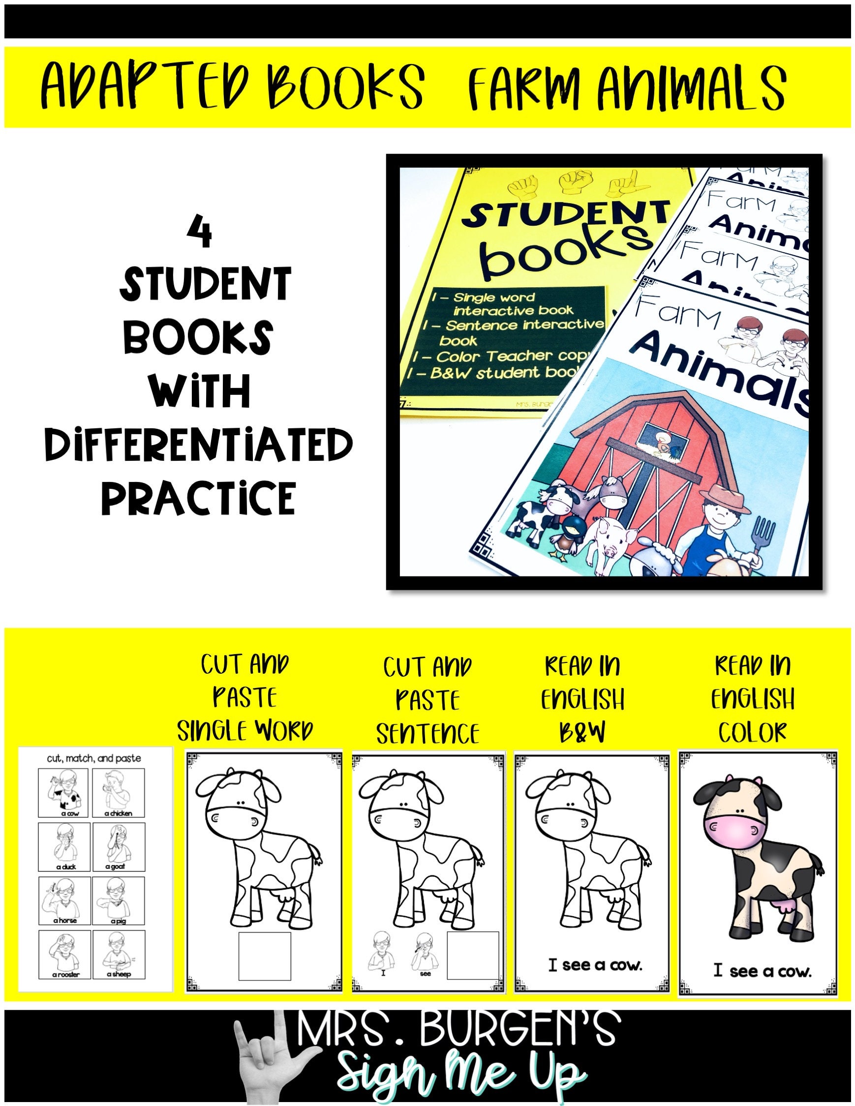 ASL Adapted Books Farm Animals - Etsy
