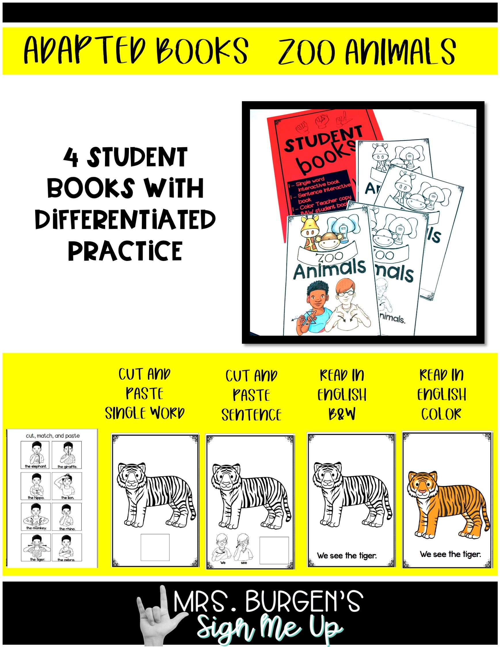 ASL Adapted Books Zoo Animals - Etsy