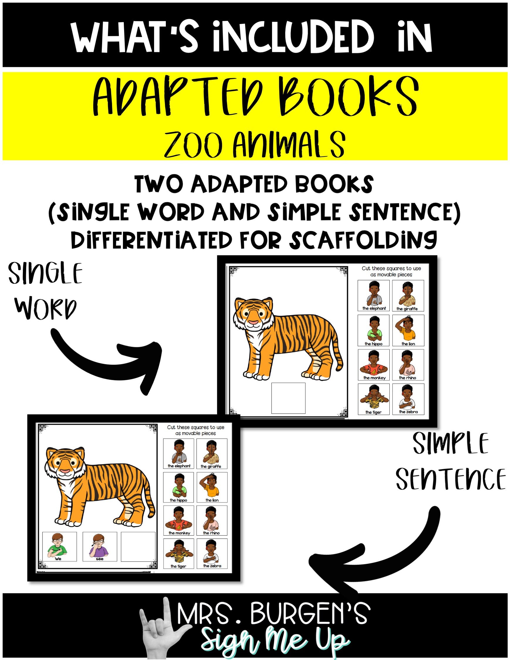 ASL Adapted Books Zoo Animals - Etsy