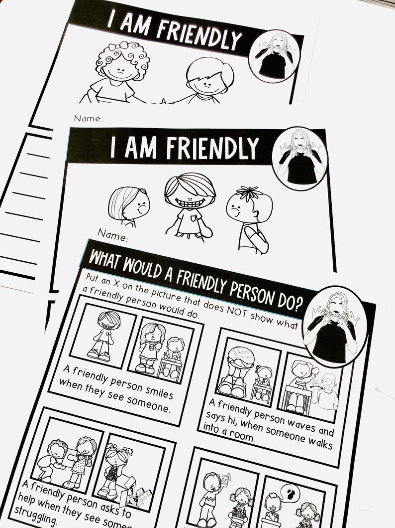 ASL Adapted Books Positive Behavior I Am Friendly - Etsy