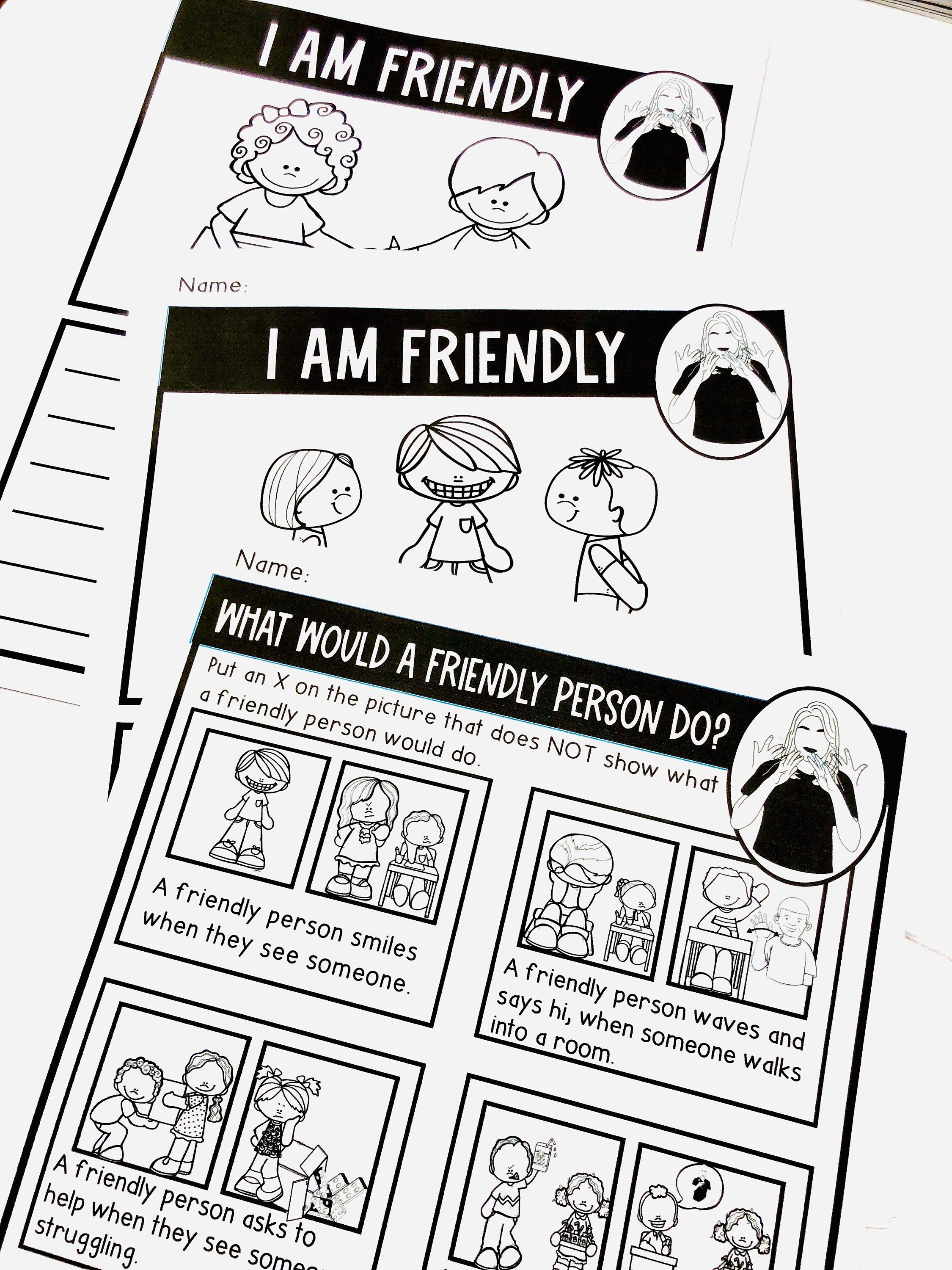 ASL Adapted Books Positive Behavior I Am Friendly - Etsy